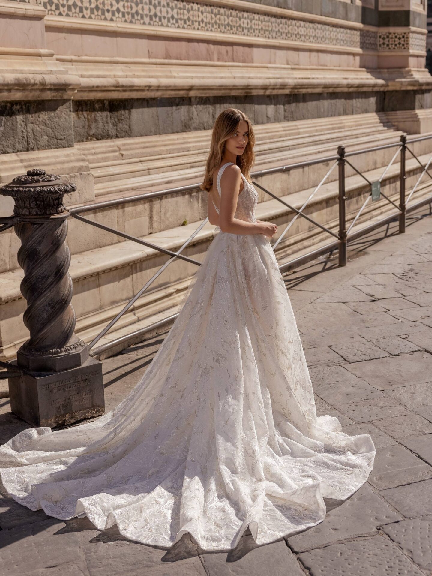 classic straight ball gown wedding dress with slit - 23-008 - Lucia ...