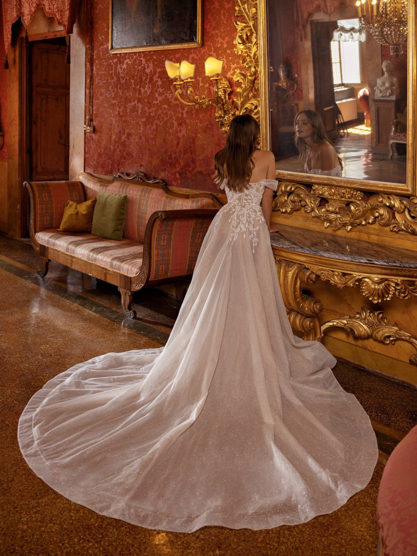 glitter wedding ball gown slit off-the-shoulder - 23-024 - Lucia Sposa ...